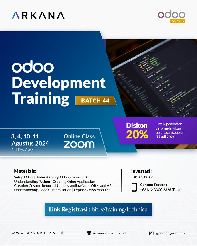odoo technical training | Arkana Solusi Digital - Sales